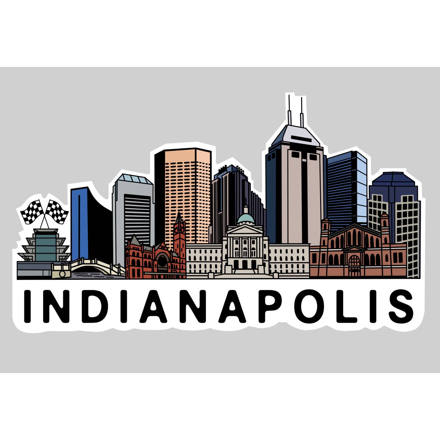 Indianapolis Color Skyline Sticker – Whereabouts Shop