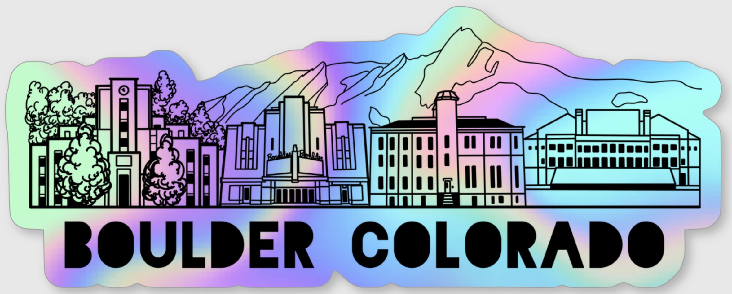 Boulder Colorado Skyline Holographic Sticker – Whereabouts Shop