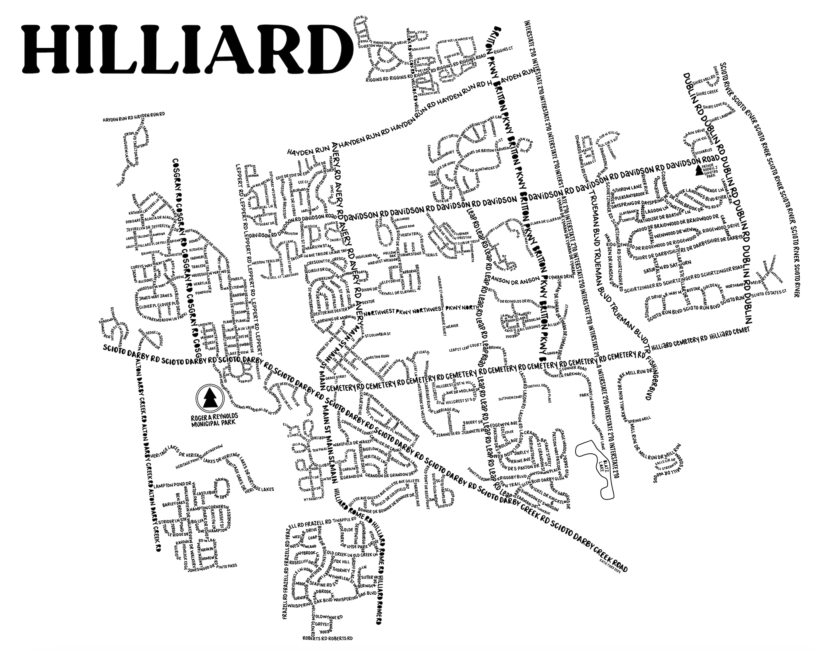 Hilliard Ohio Map Print – Whereabouts Shop