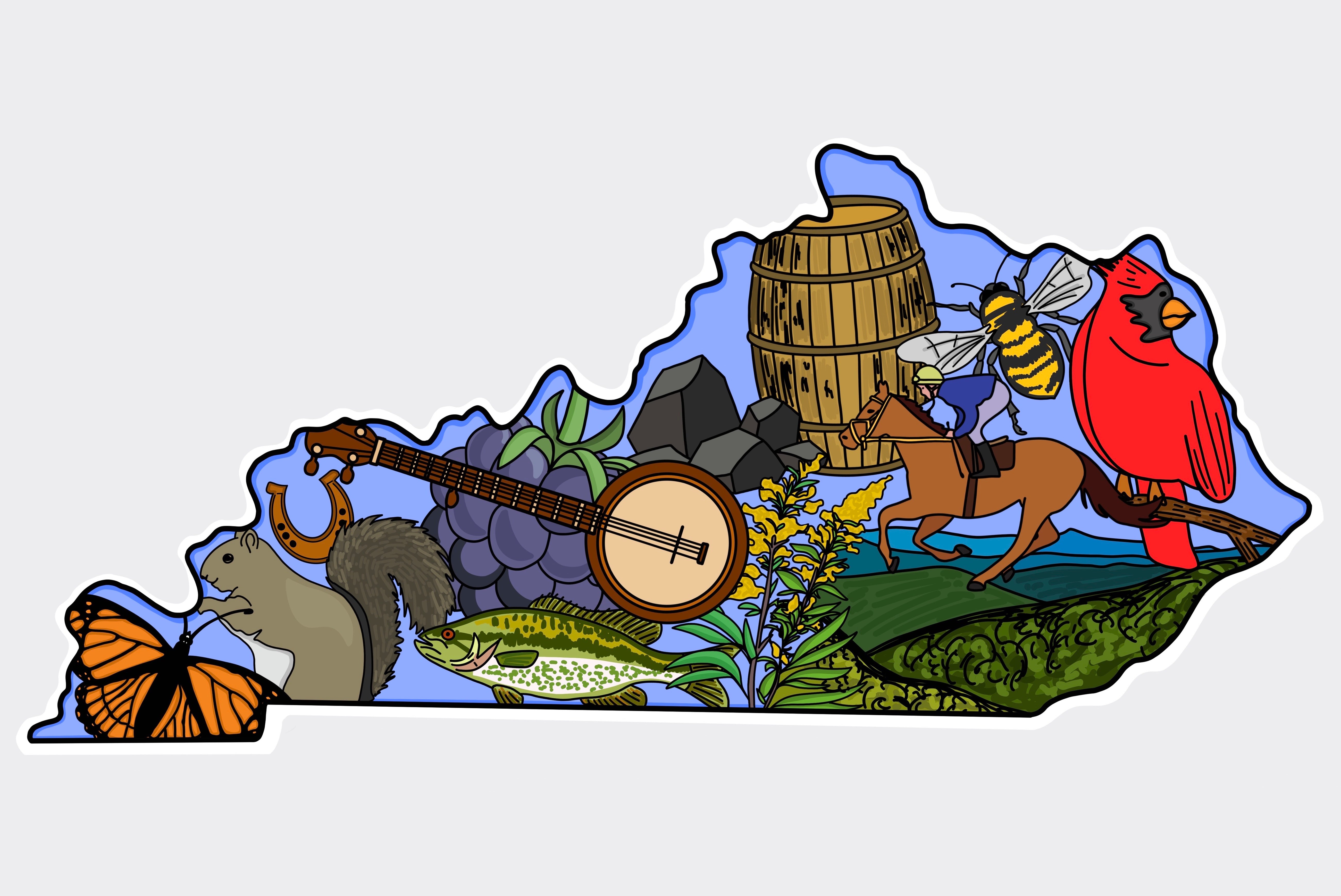 Kentucky Symbols Sticker – Whereabouts Shop