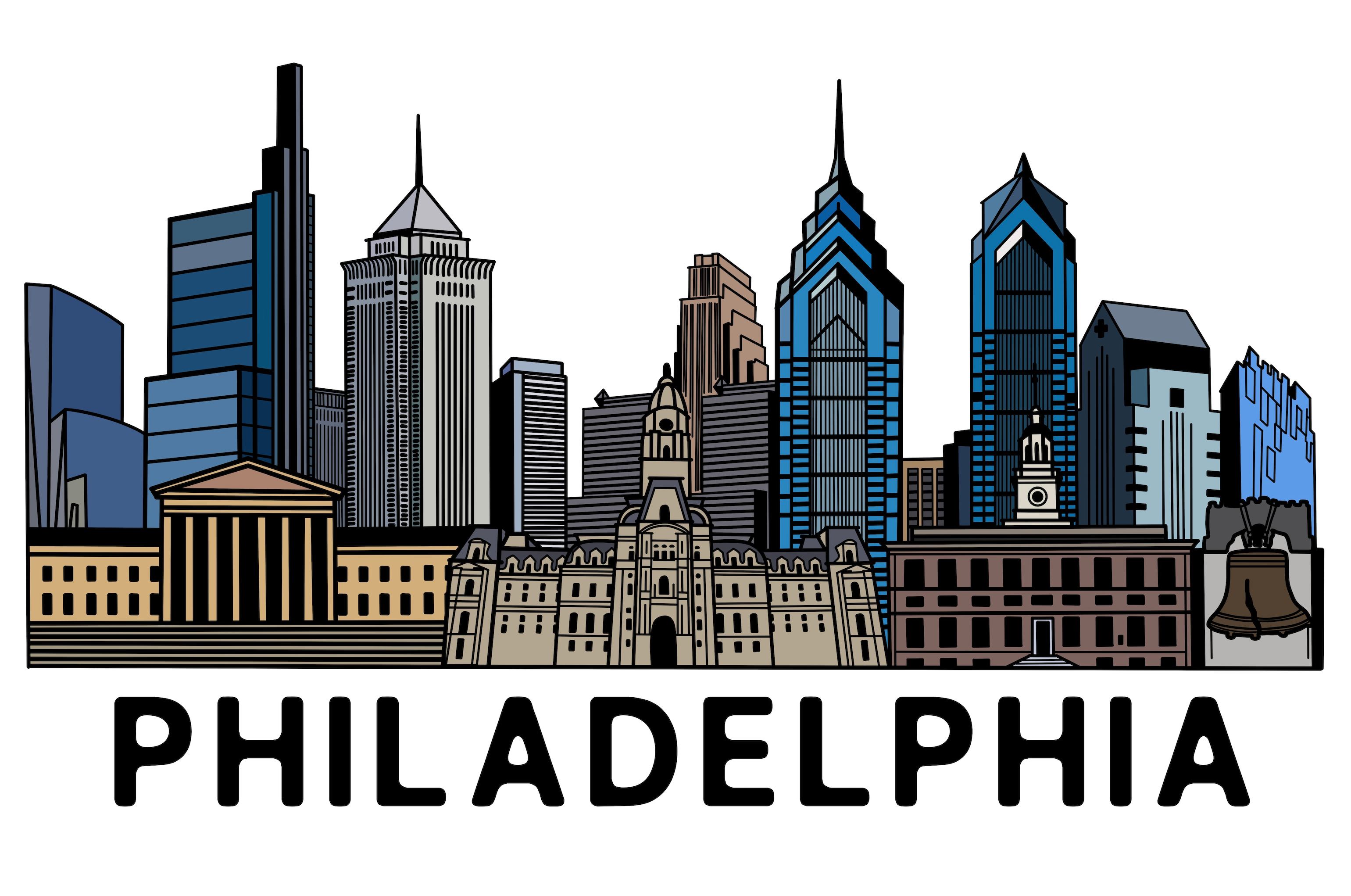 Philadelphia Skyline Color Sticker – Whereabouts Shop