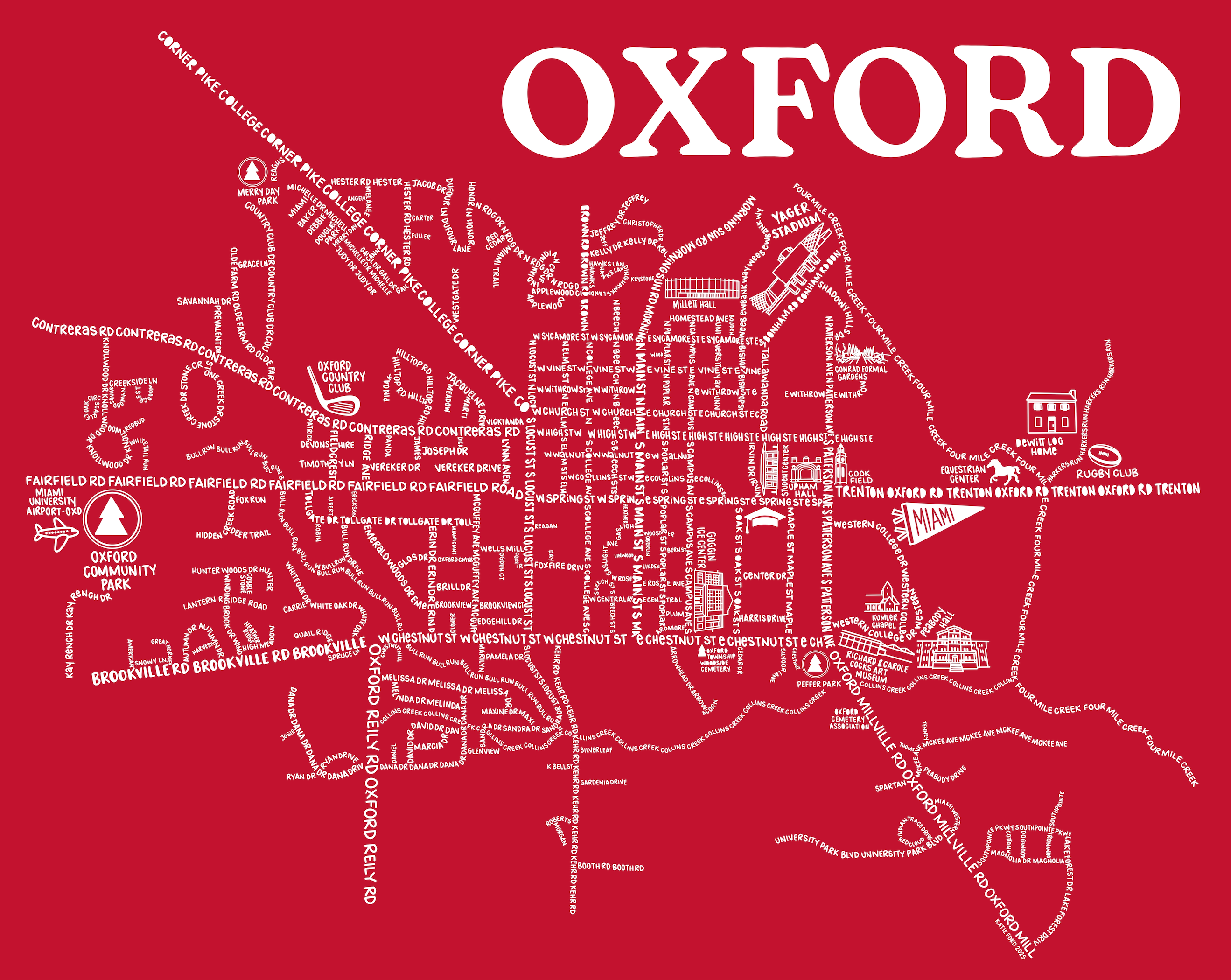 Oxford Ohio Map Print – Whereabouts Shop
