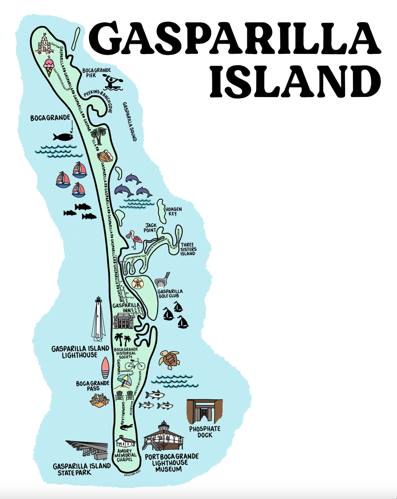 Gasparilla Island Map Print – Whereabouts Shop