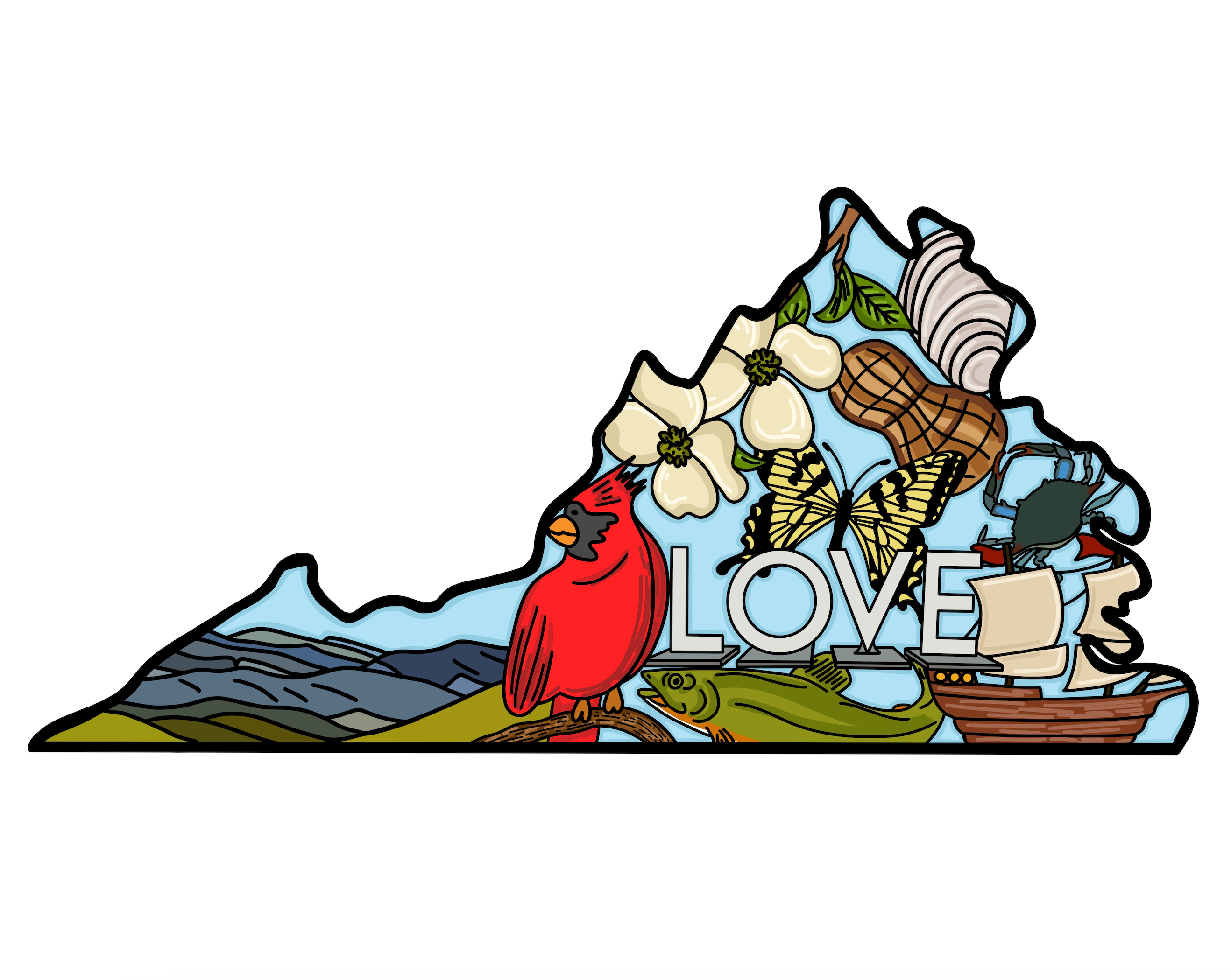 Virginia Symbols Sticker – Whereabouts Shop