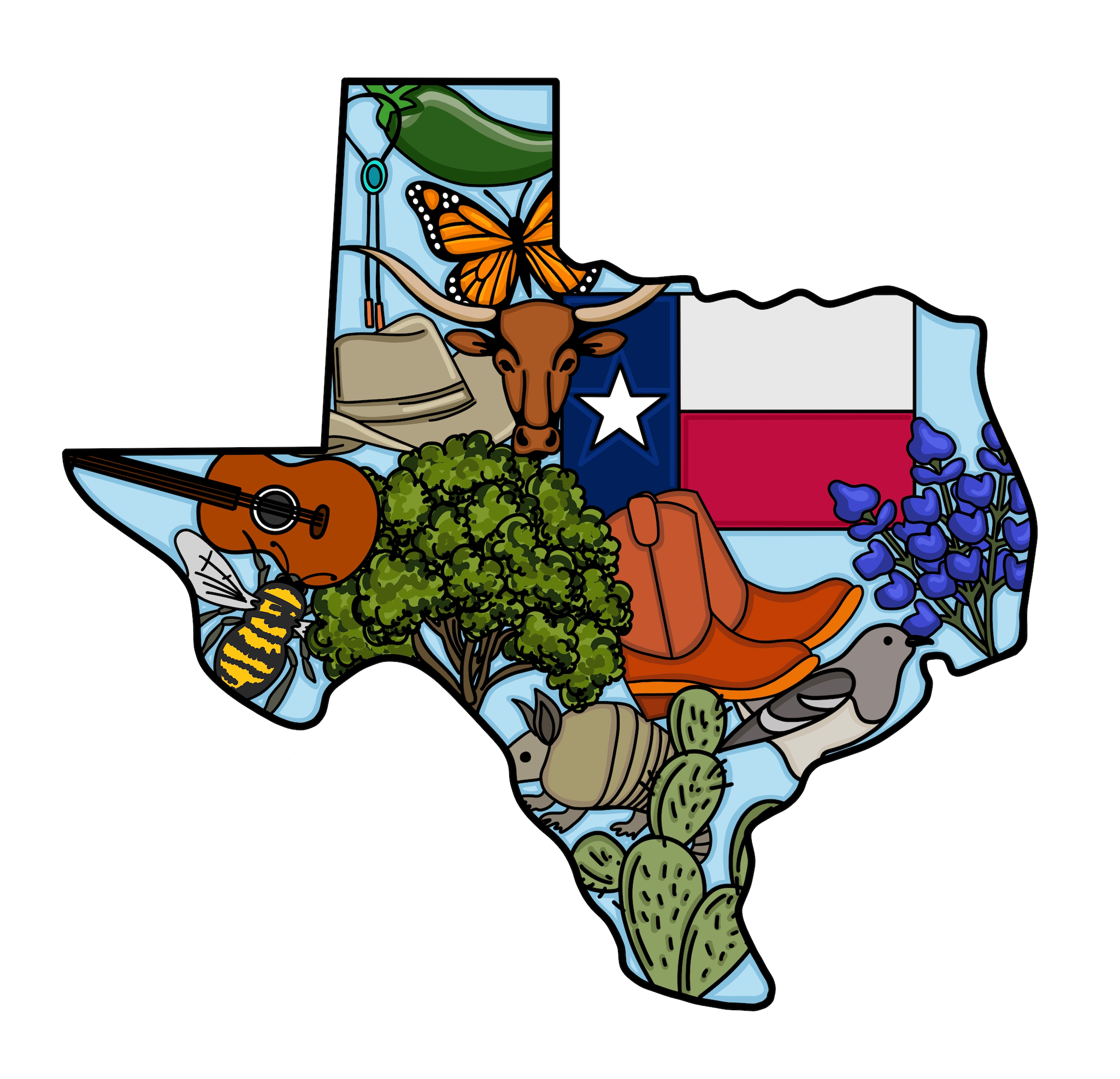 Texas Symbols Sticker – Whereabouts Shop