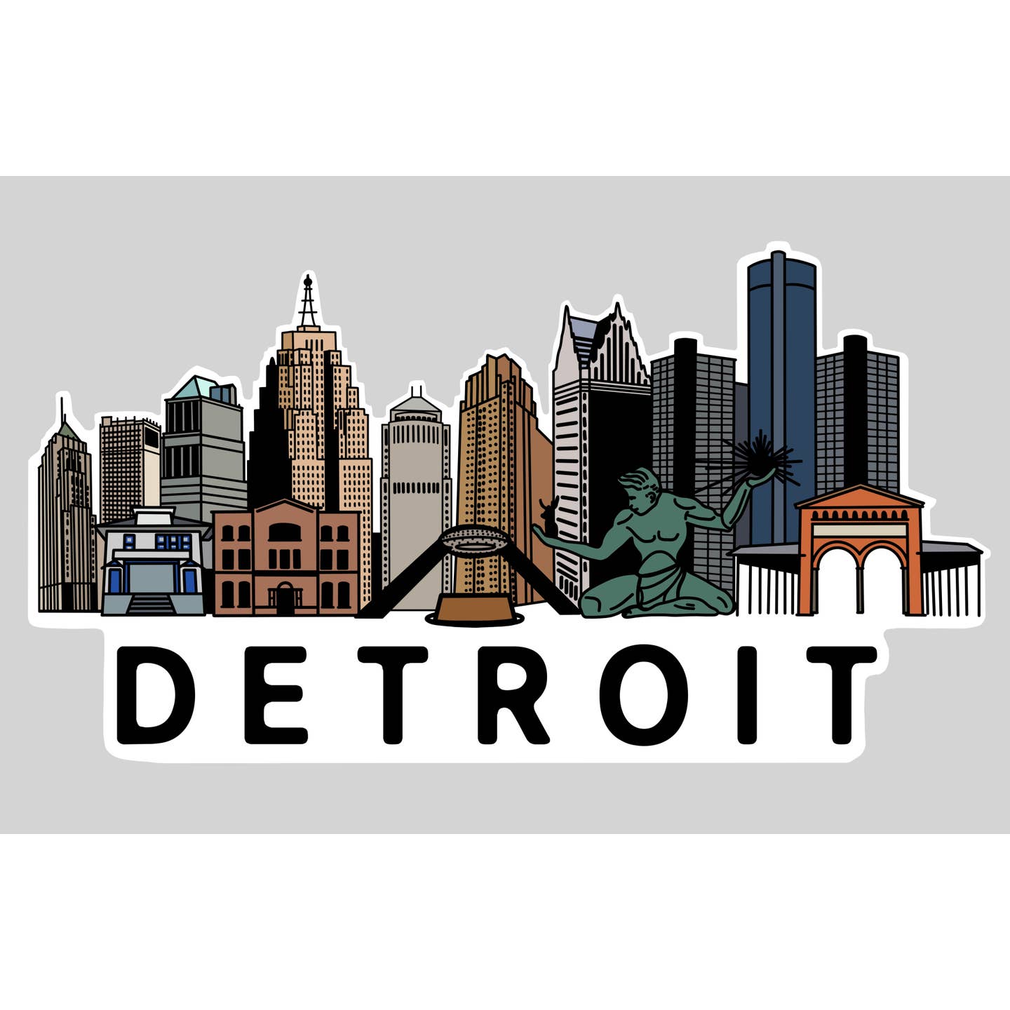 Detroit Skyline Color Sticker – Whereabouts Shop