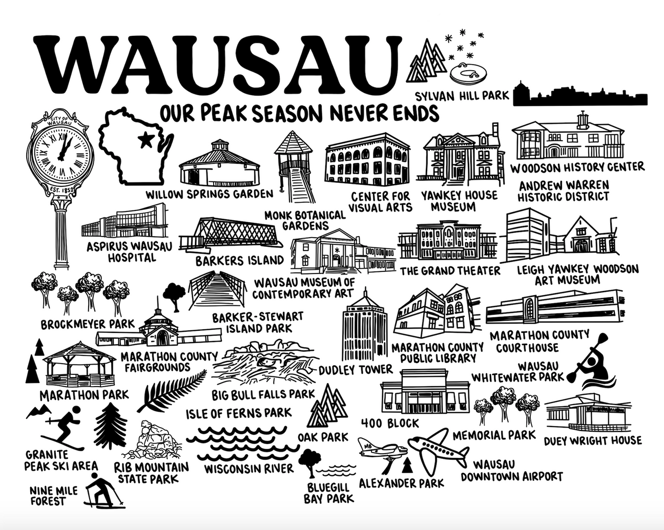 Wausau Map Print – Whereabouts Shop