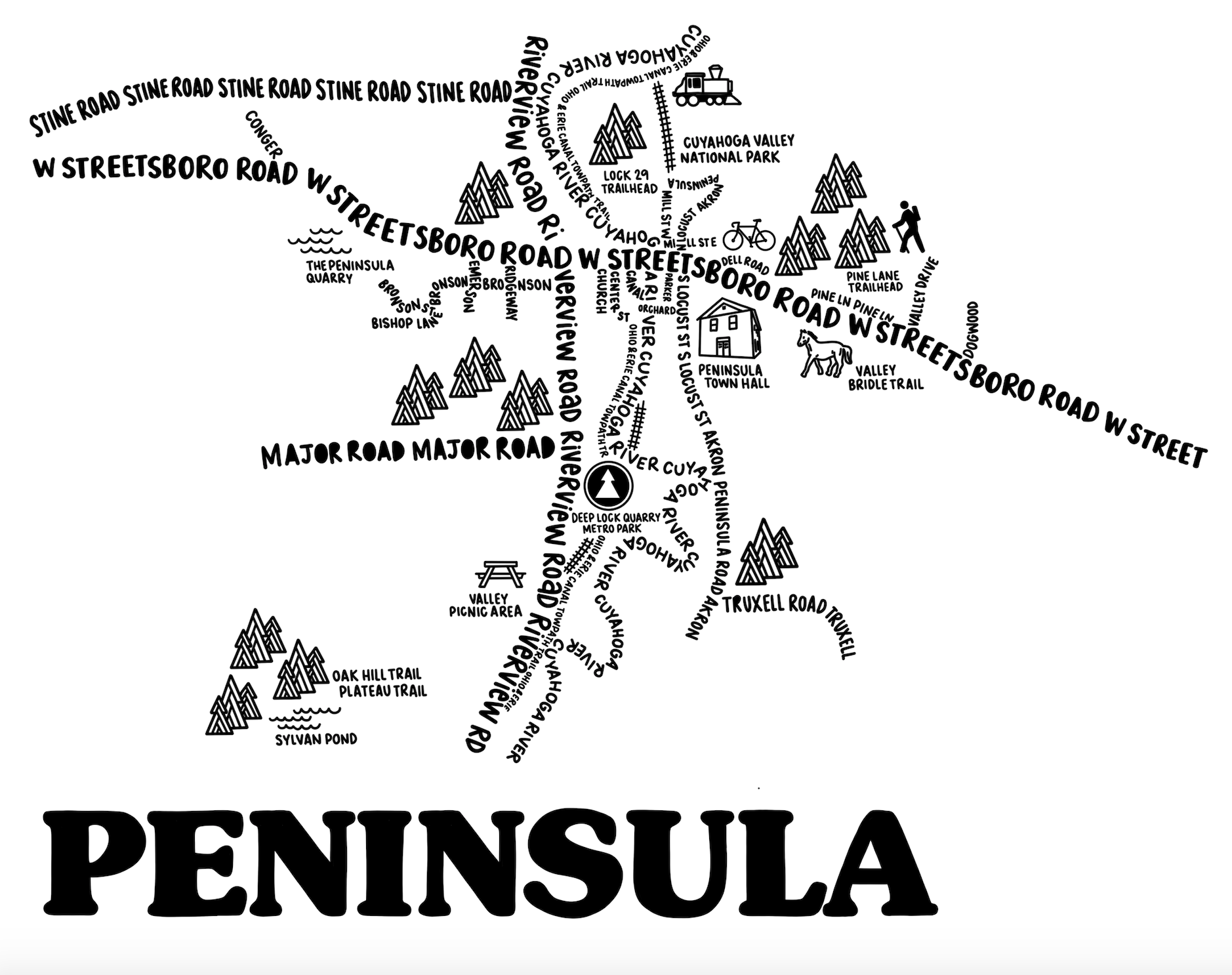 Peninsula Ohio Map Print – Whereabouts Shop