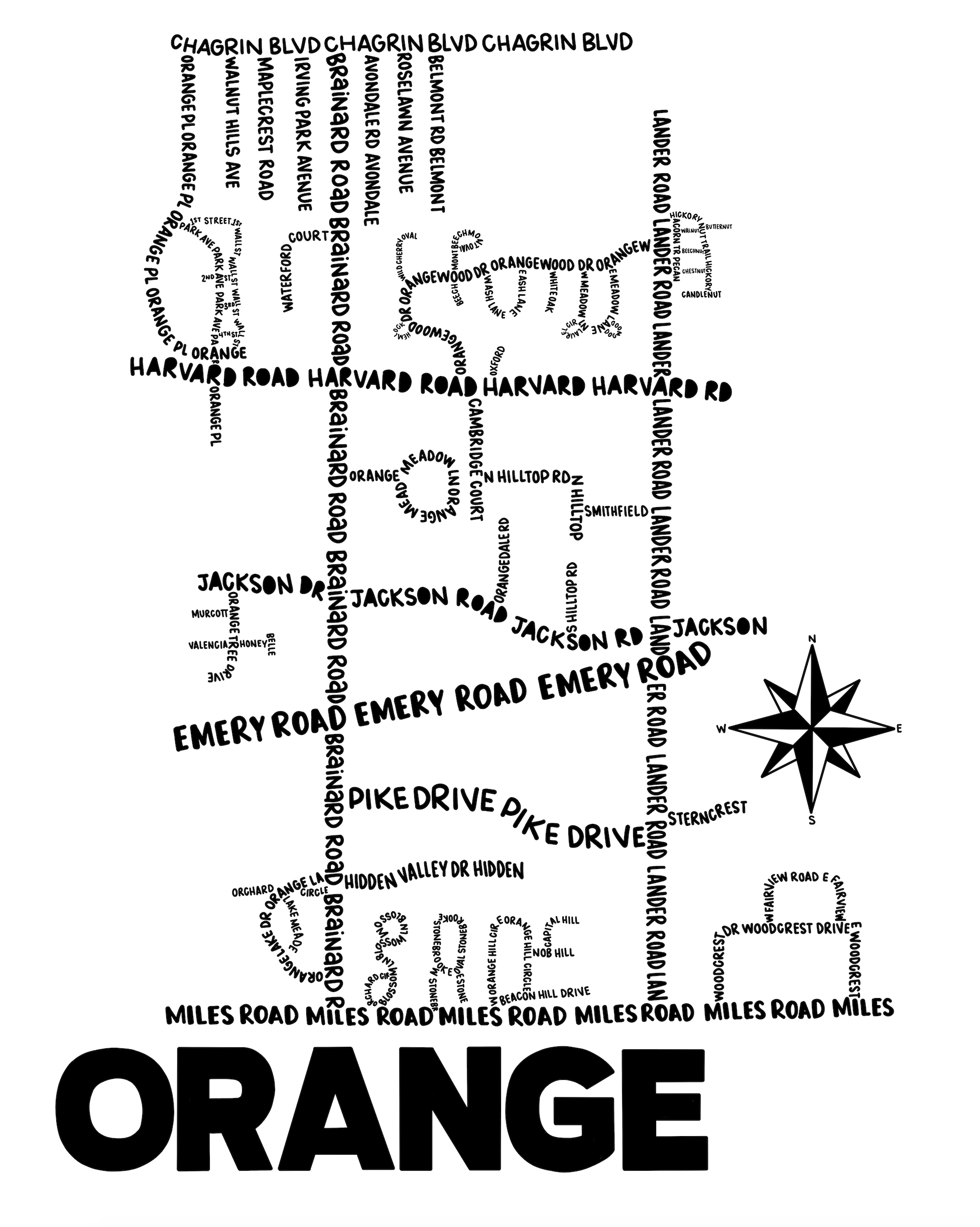 Orange Ohio Map Print – Whereabouts Shop