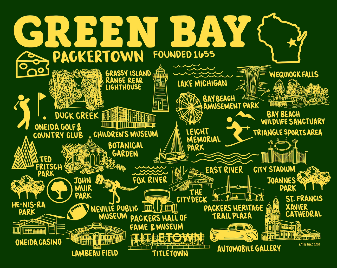 Green Bay Map Print – Whereabouts Shop