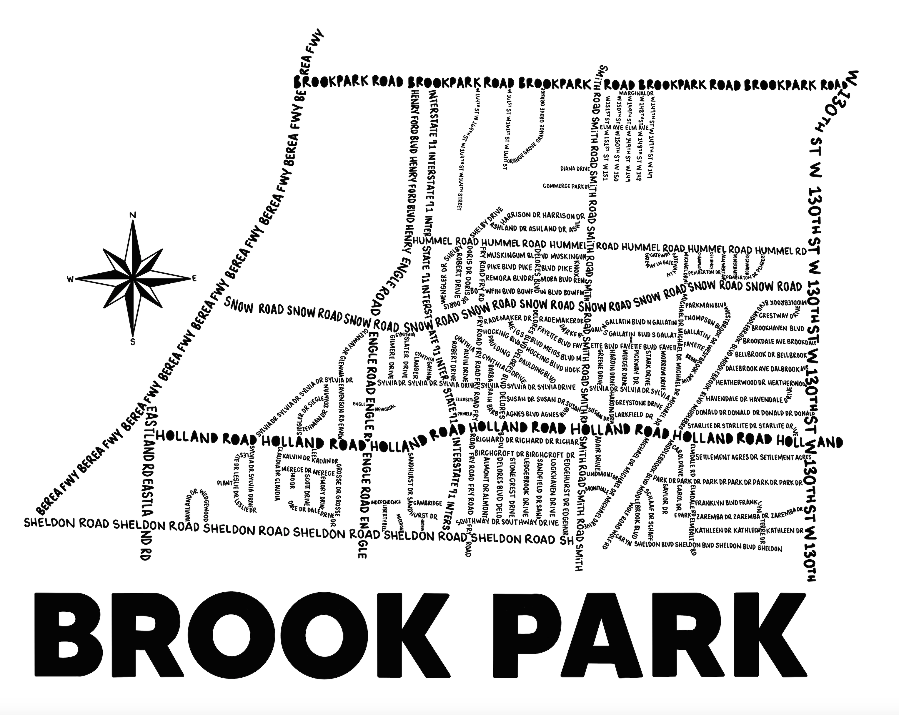 Brook Park Ohio Map Print – Whereabouts Shop