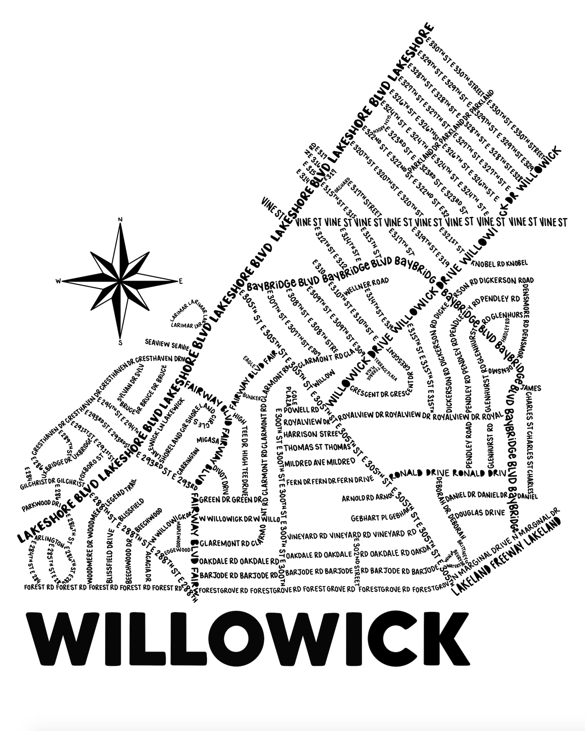 Willowick Ohio Map Print – Whereabouts Shop