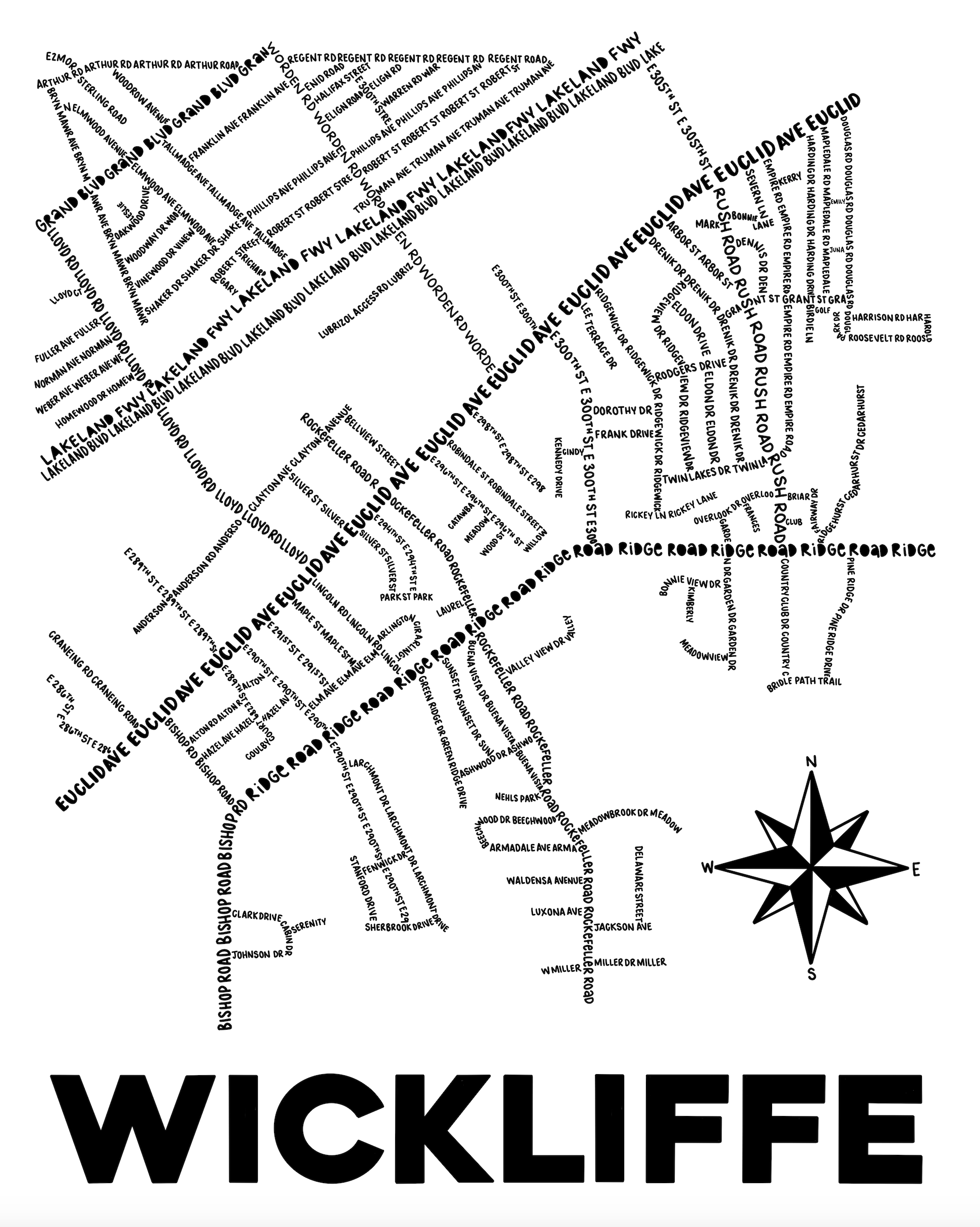 Wickliffe Ohio Map Print – Whereabouts Shop