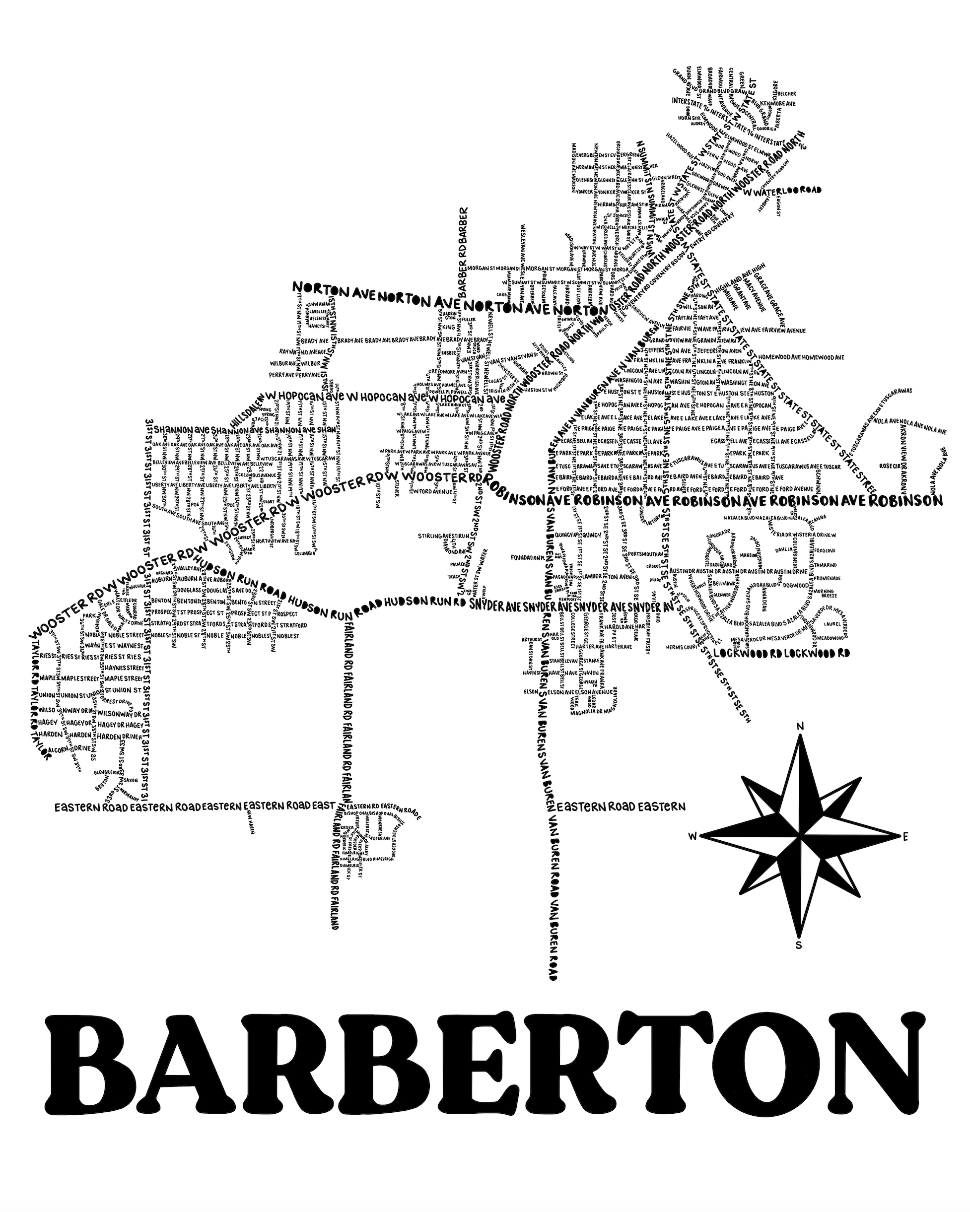 Barberton Ohio Map Print – Whereabouts Shop