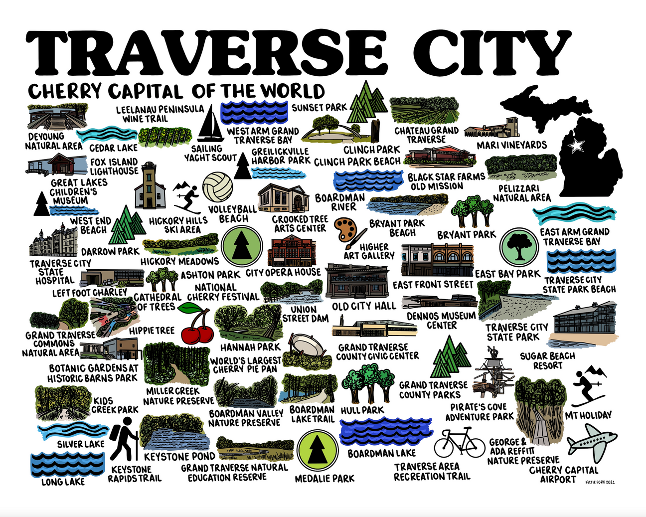 Traverse City Map Print – Whereabouts Shop