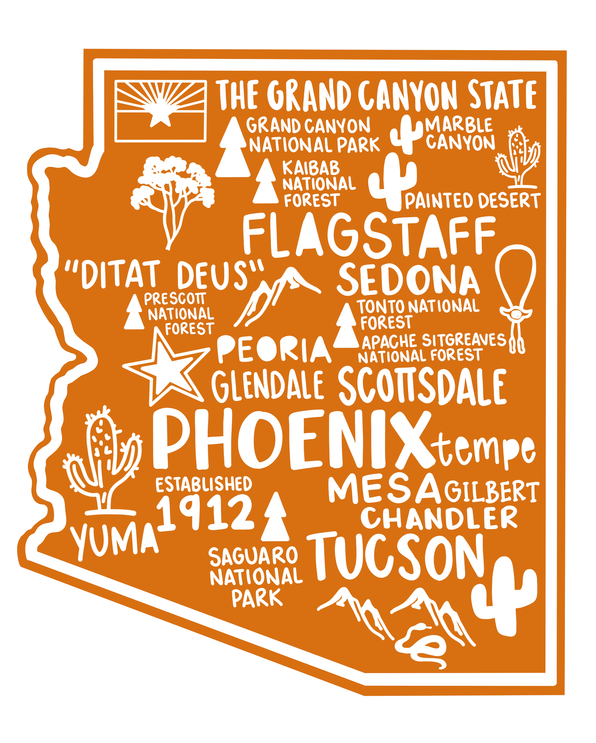 Arizona Map Sticker – Whereabouts Shop