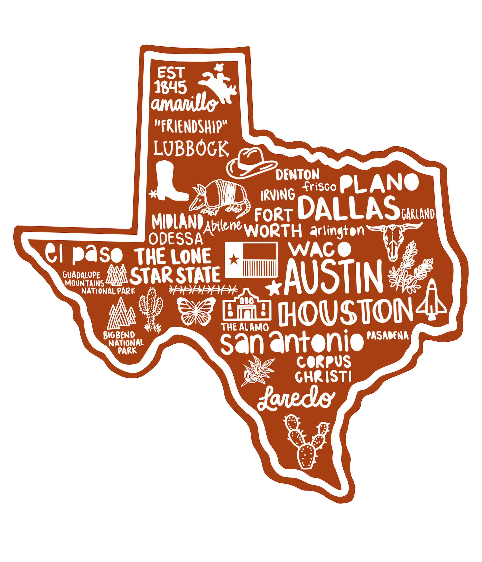 Texas Map Sticker – Whereabouts Shop