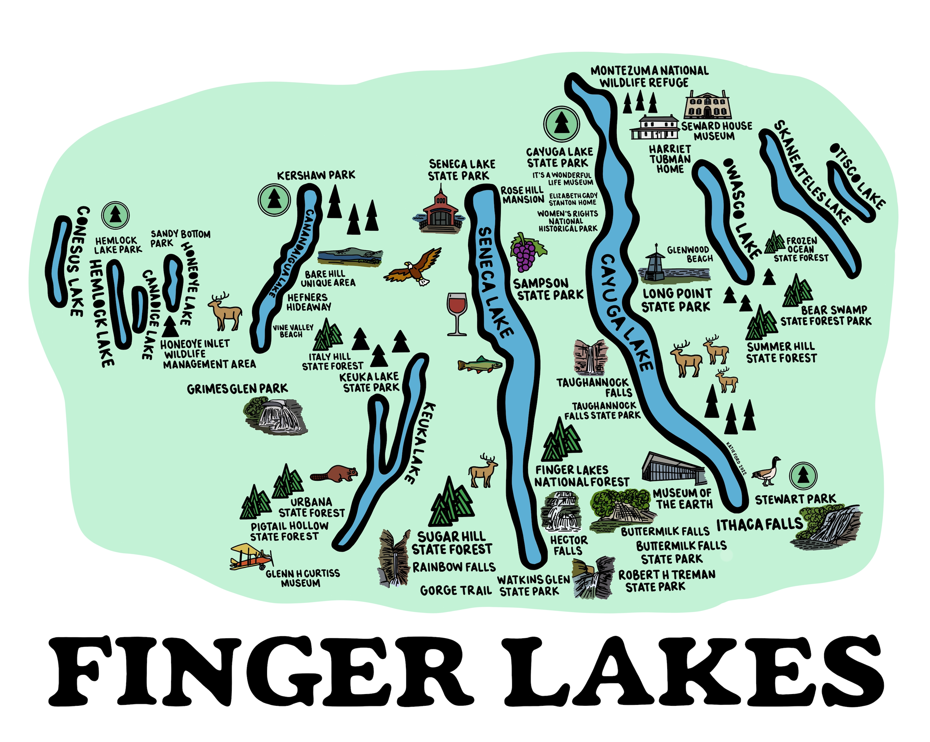 Finger Lakes Map Print – Whereabouts Shop