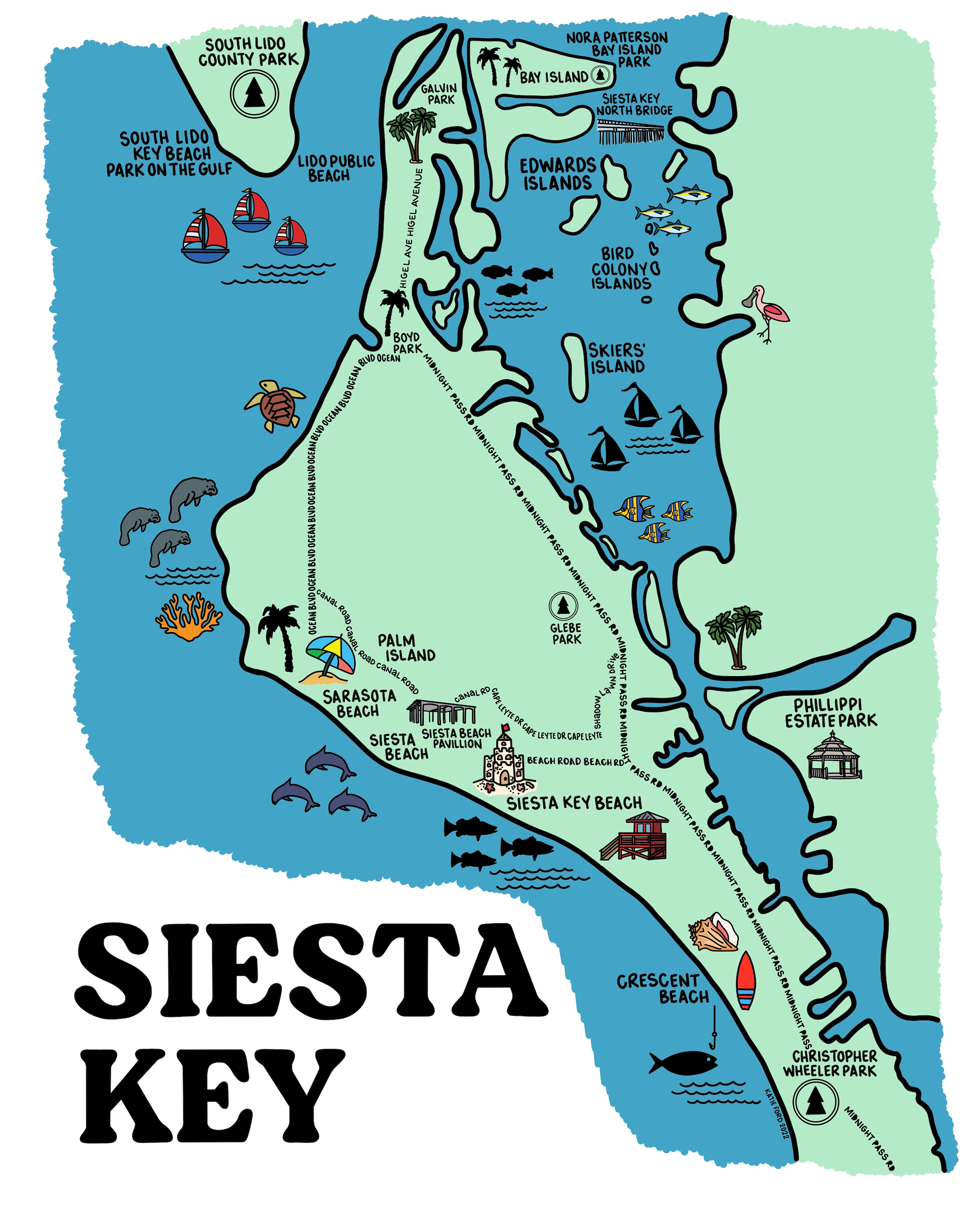 Siesta Key Map Print – Whereabouts Shop