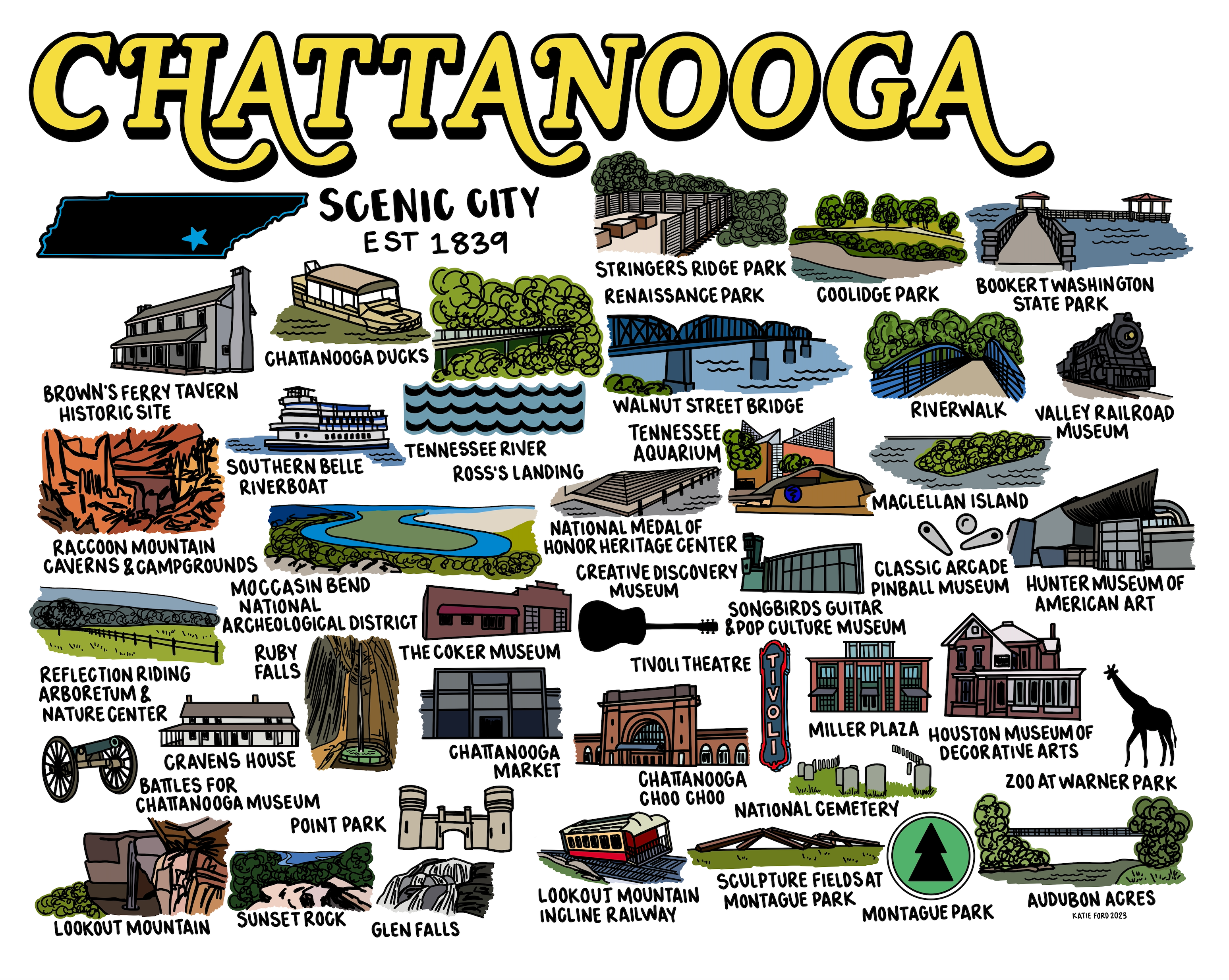 Chattanooga Map Print – Whereabouts Shop