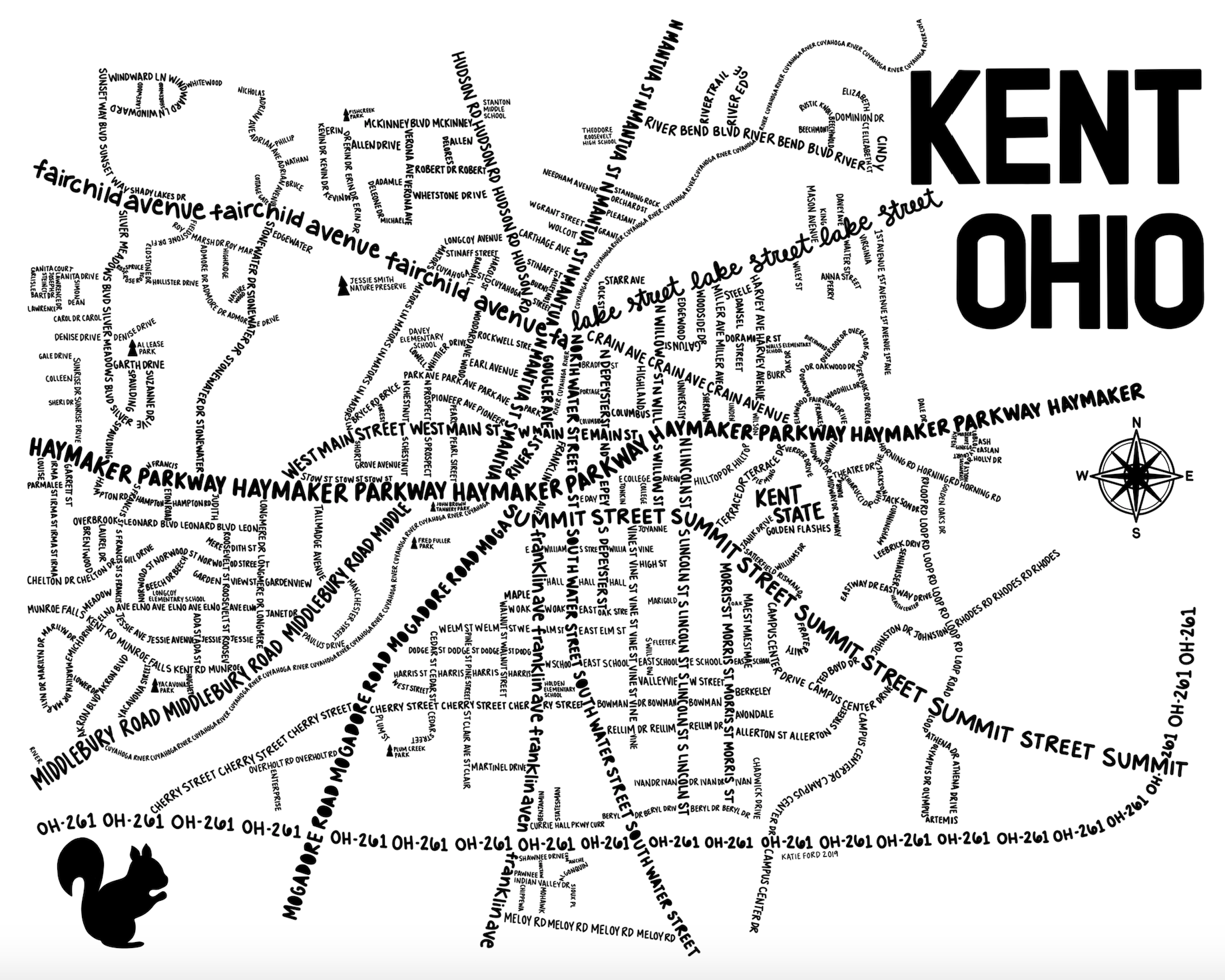 Kent Ohio Map Print – Whereabouts Shop