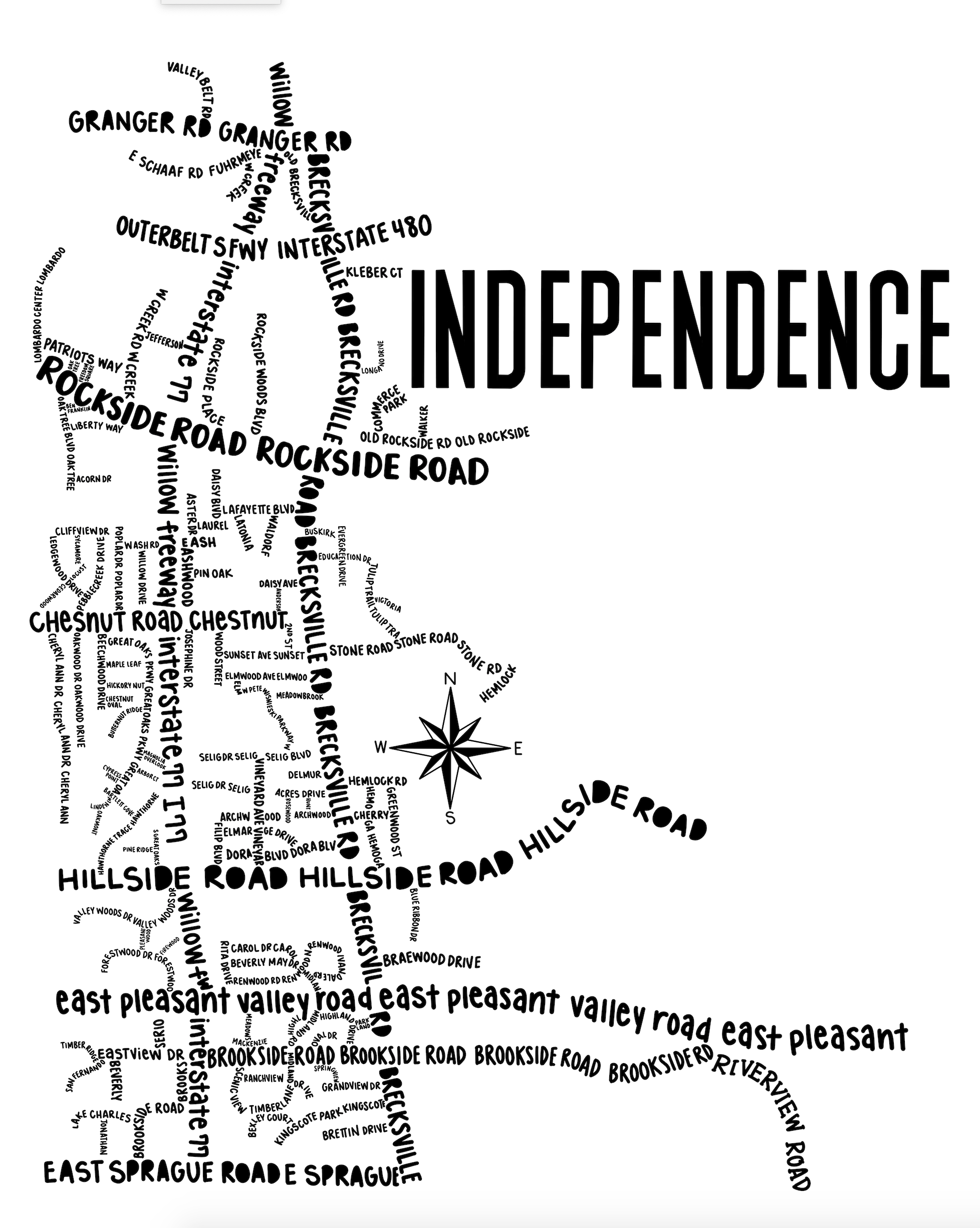 Independence Ohio Map Print – Whereabouts Shop