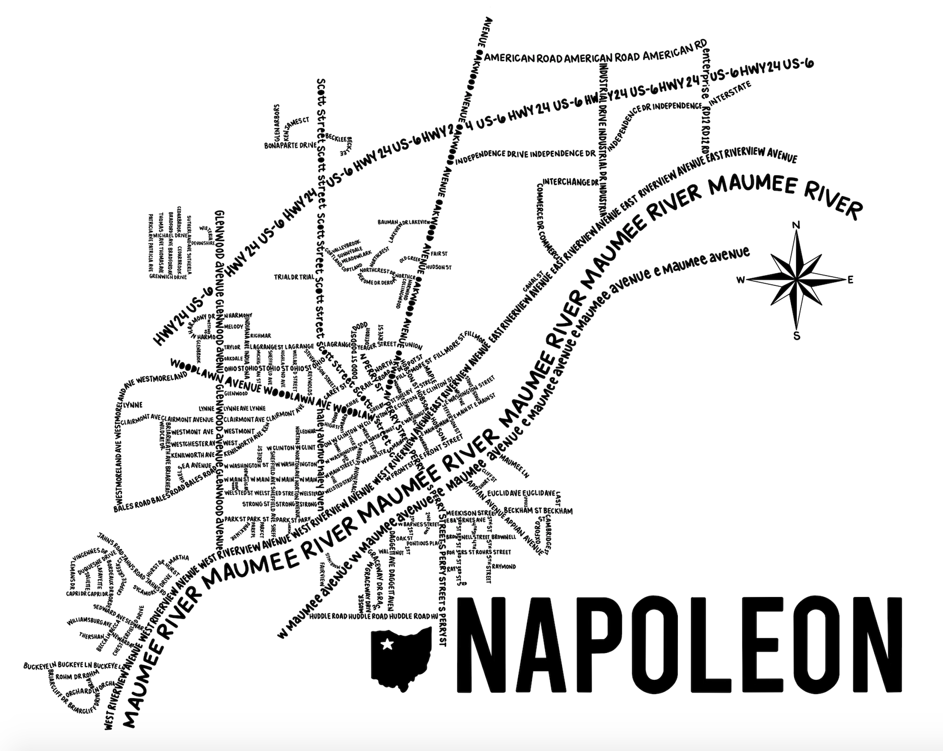Napoleon Ohio Map Print – Whereabouts Shop