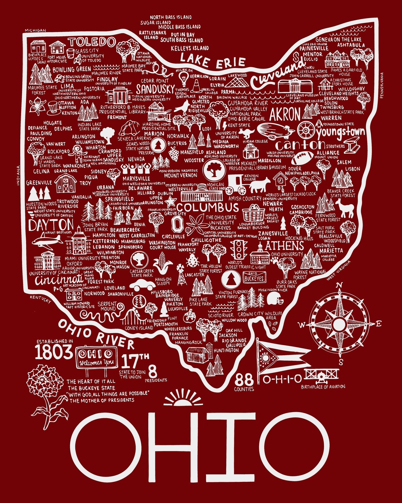 Ohio Map Print – Whereabouts Shop